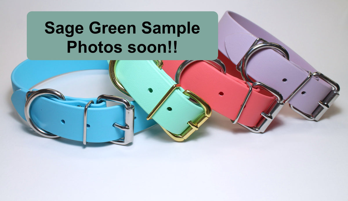 Sage Green Biothane Dog Collar - Extra Wide - 1.5 inch (38mm) wide ...